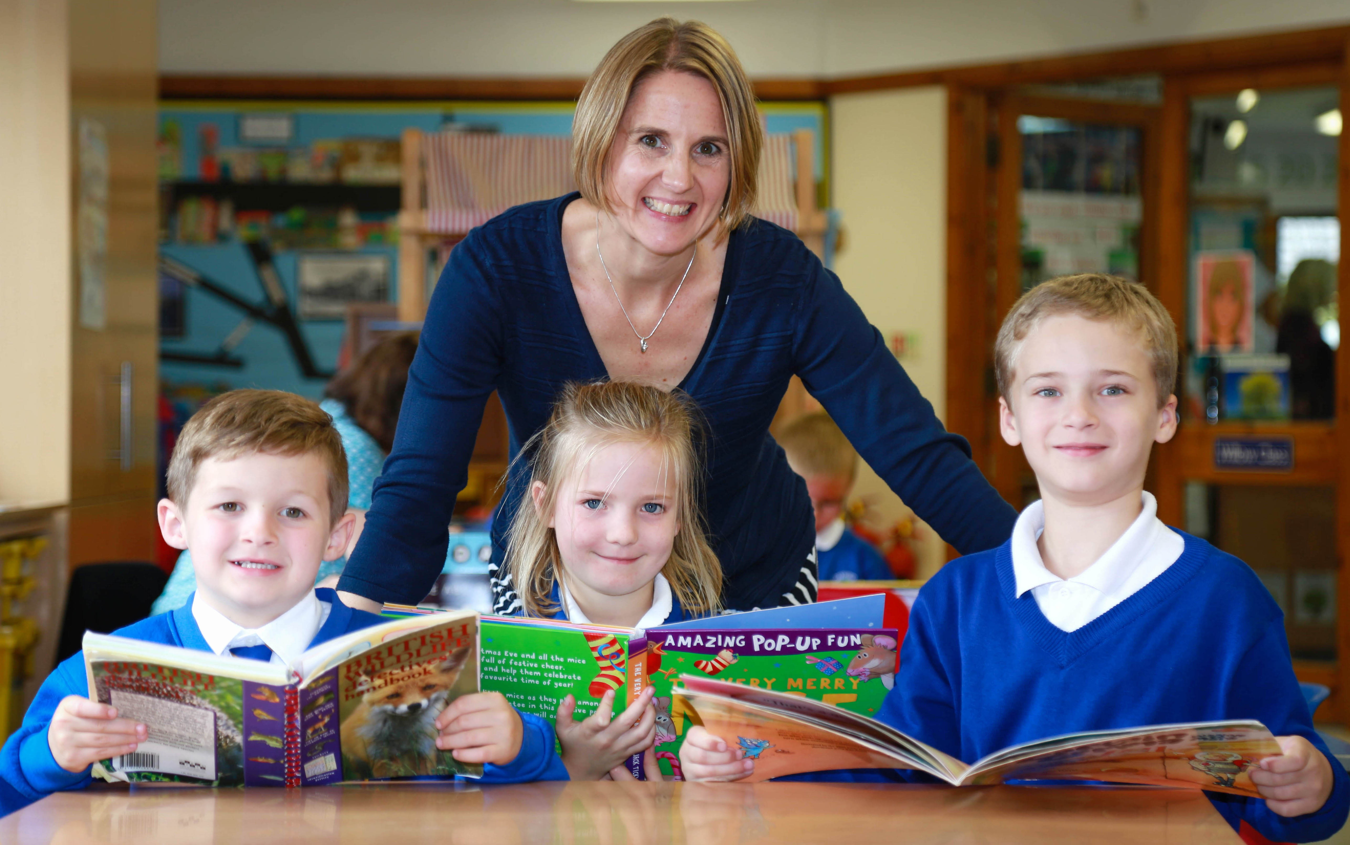 New headteacher at Oakhurst First School Ann Clark pictured with pupils ...